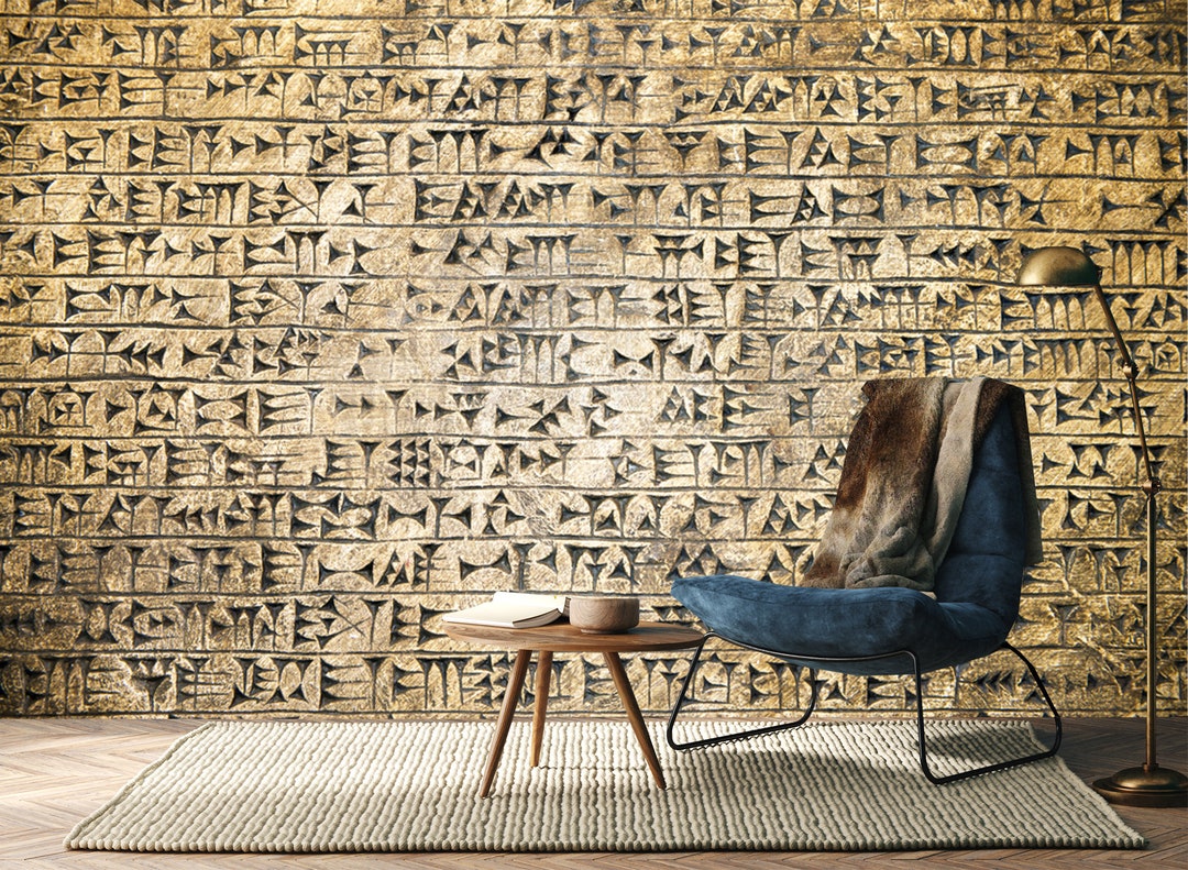 Antique Cuneiform Wallpaper,vintage Cuneiform Wall Decor,historic ...