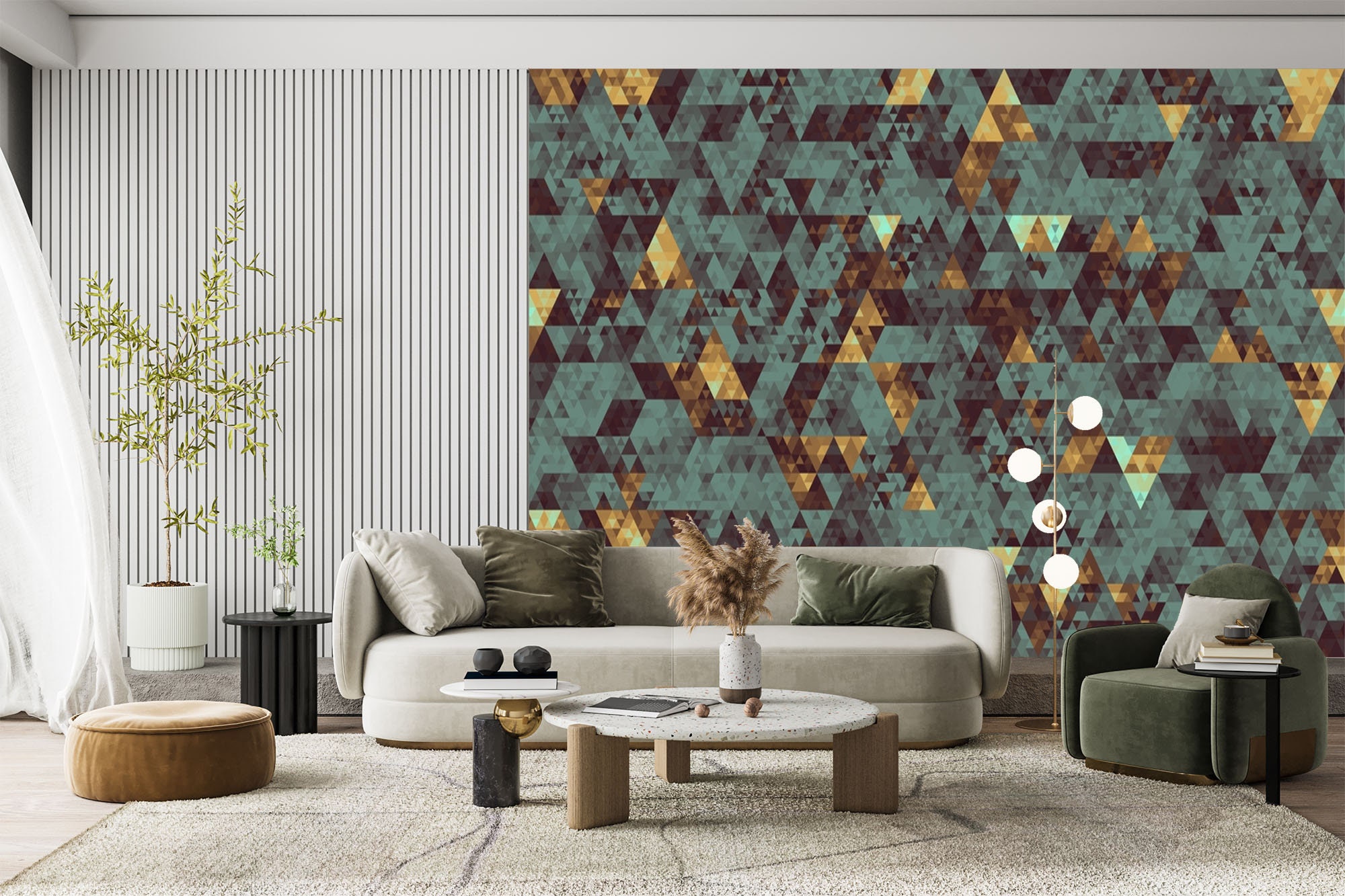 Mosaic Pattern Wallpaper, Colorful Tile Wall Design, Vintage Look Wall ...