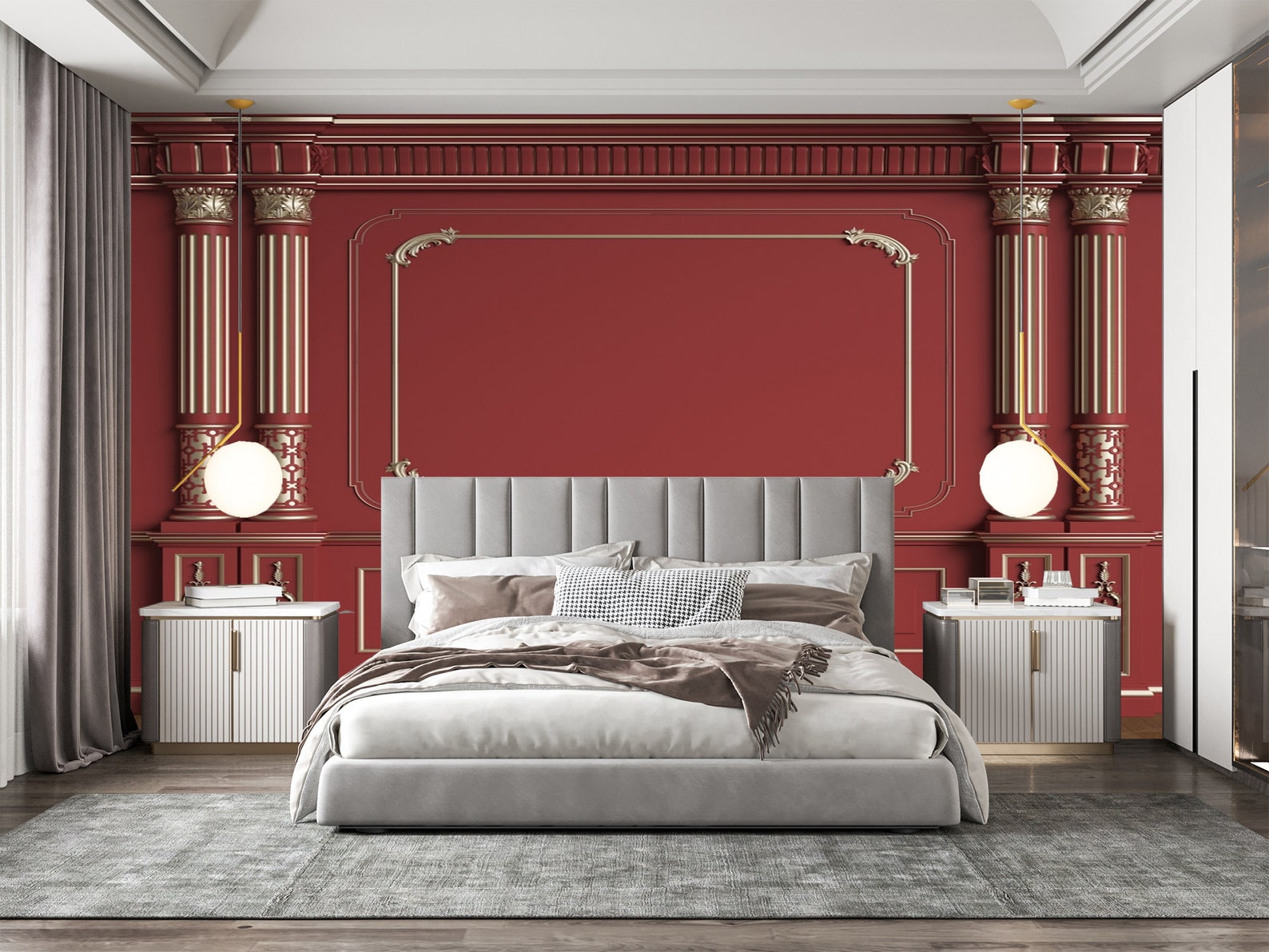 3D Look Column Wall Decor, Embossed Column Wallpaper, Three Different ...