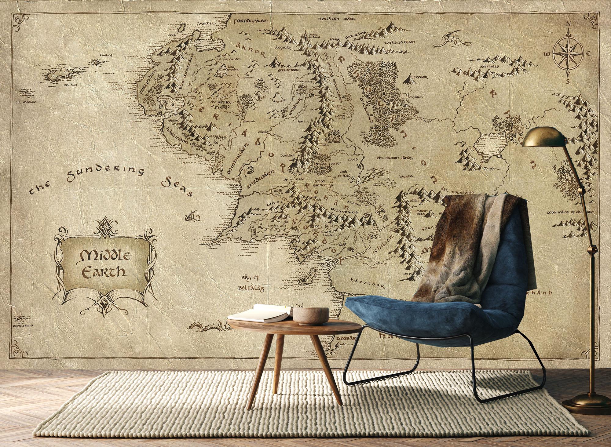 Ancient Map of Middle Earth Wallpaper,movie Map Wallpaper Non-woven ...