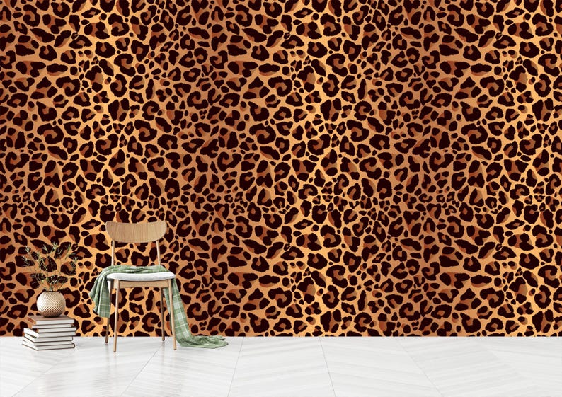 Leopard Print Wallpaper, Leopard Print Wall Design, Living Room ...