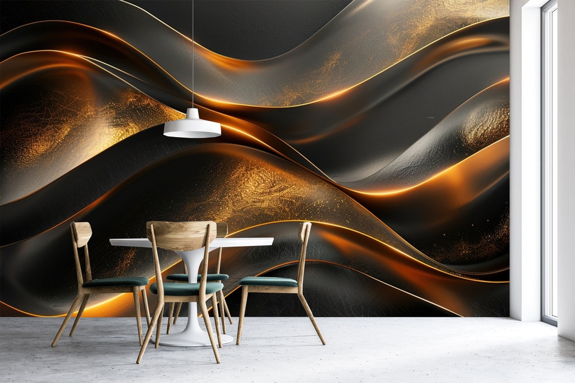 Geometric Wallpaper With Gold Powder Design,elegant Design,stylish ...