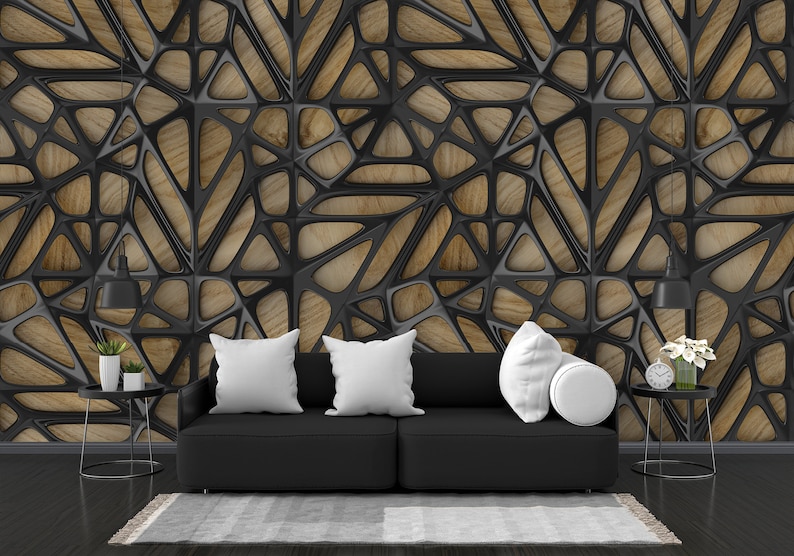 Peel & Stick Wood Texture Wallpaper, Geometric Wood Pattern Wall Mural, Removable, Wallpaper - Etsy