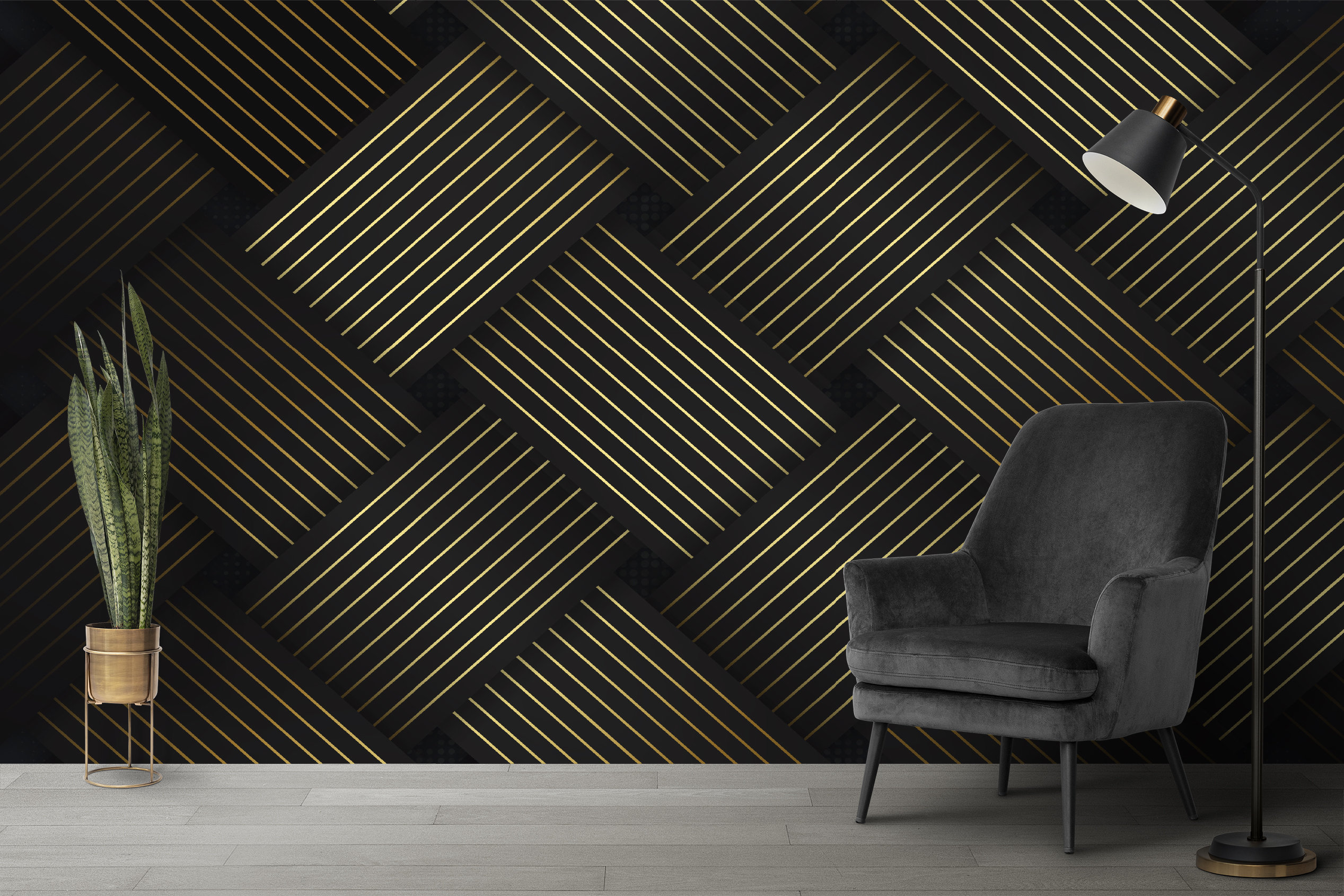 Gold Luxury Wallpaper Gold Strip Wall Design Peel N Stick - Etsy