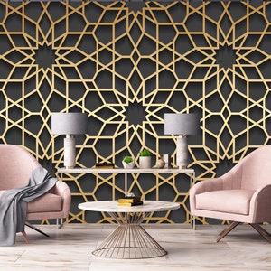 Islamic Gold Wallpaper Peel and Stick,islamic Pattern Wall Decor,arabic ...