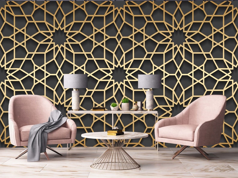 Islamic Gold Wallpaper Peel and Stick,islamic Pattern Wall Decor,arabic ...
