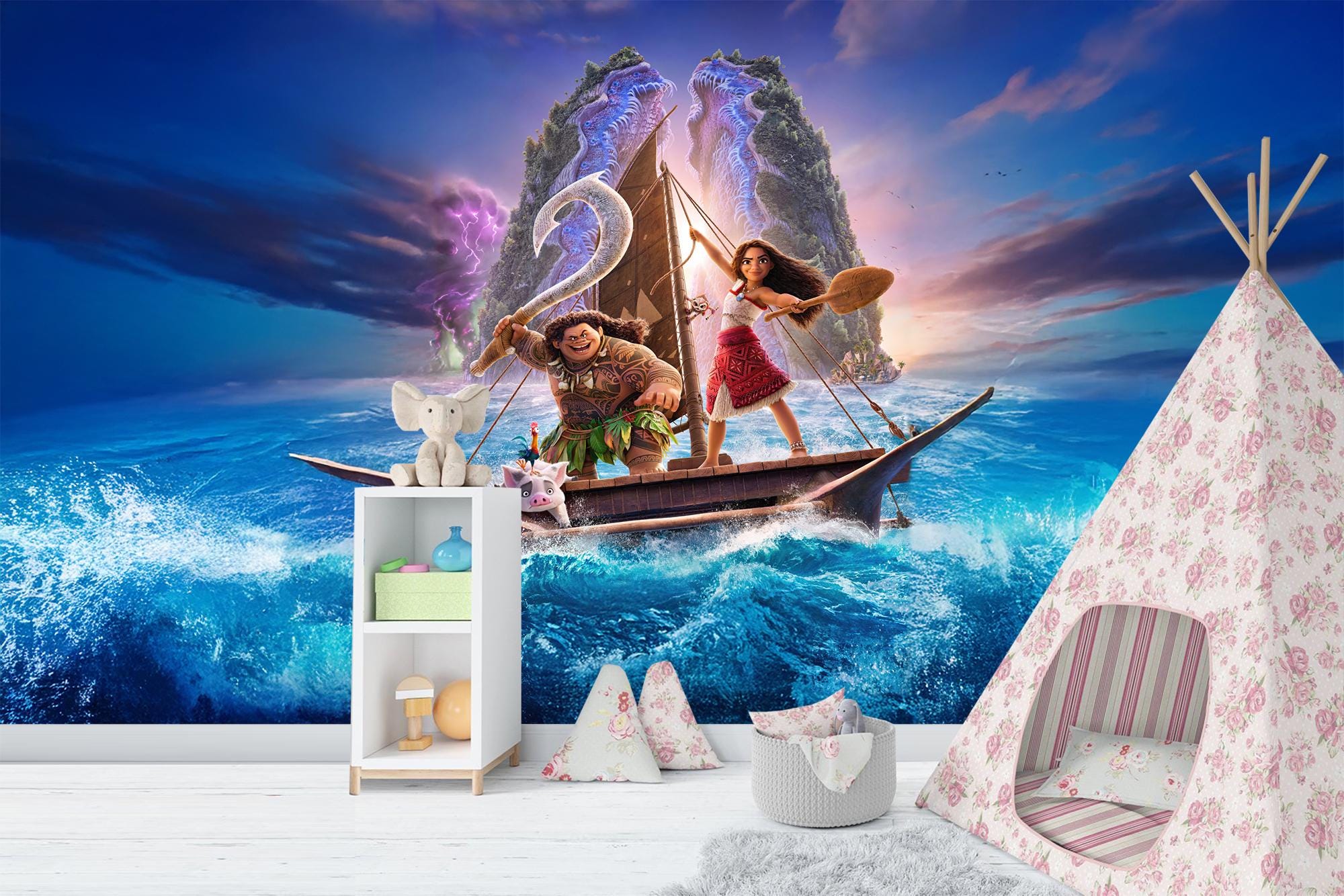 Moana and Vaiana Wallpaper Peel and Stick,kids Room Moana Wallpaper ...