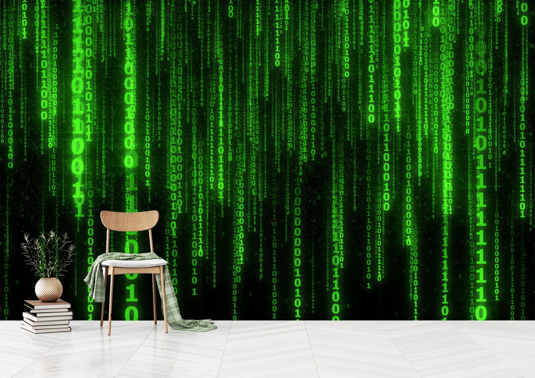 Matrix Binary Code Inspired Mural Wallpaper Peel and Stick, Large Wall ...