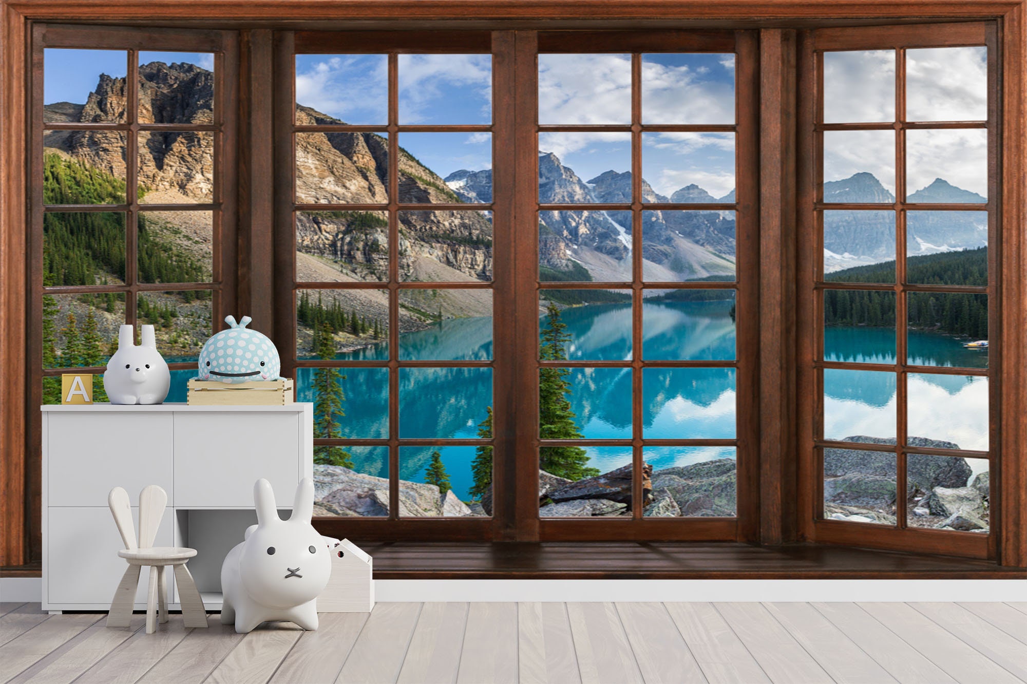 Nature View Fake Window Wallpaper,fake Window View Landscape Wall Decor ...