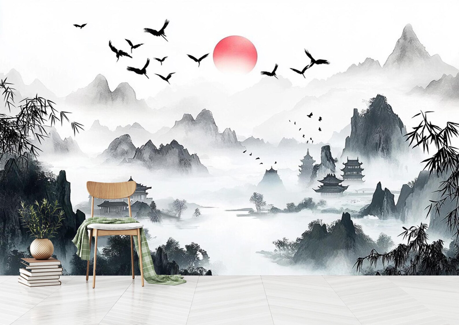 Japanese Geisha Wallpaper Peel and Stick,asian Geisha Wall Art Non ...