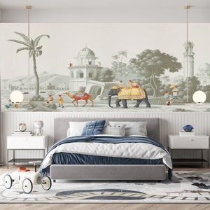 India Wallpaper, India Design Wall Art, Self Adhesive, Peel and Stick ...