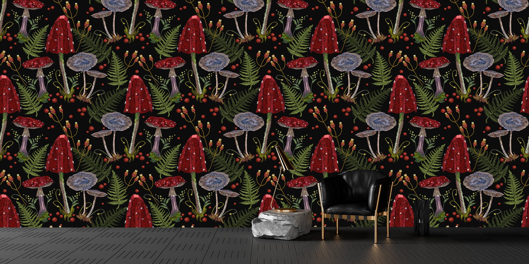 Vintage Mushroom Wallpaper, Mushroom Wallpaper, Peel and Stick ...