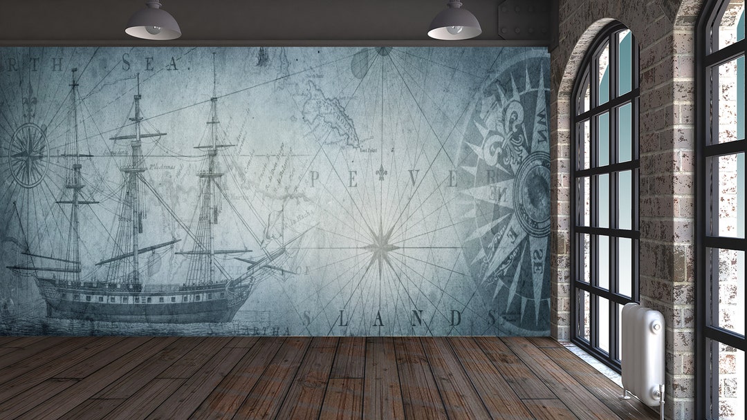 Ocean Wallpaper,sailboat Wall Design,sea Boat Themed Self-adhesive Wall ...