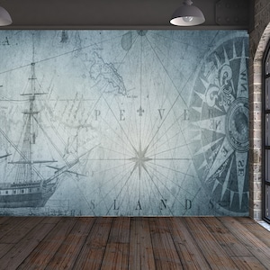 Ocean Wallpaper,sailboat Wall Design,sea Boat Themed Self-adhesive Wall ...