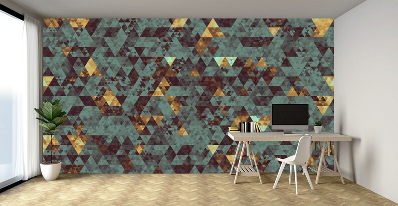 Mosaic Pattern Wallpaper, Colorful Tile Wall Design, Vintage Look Wall ...