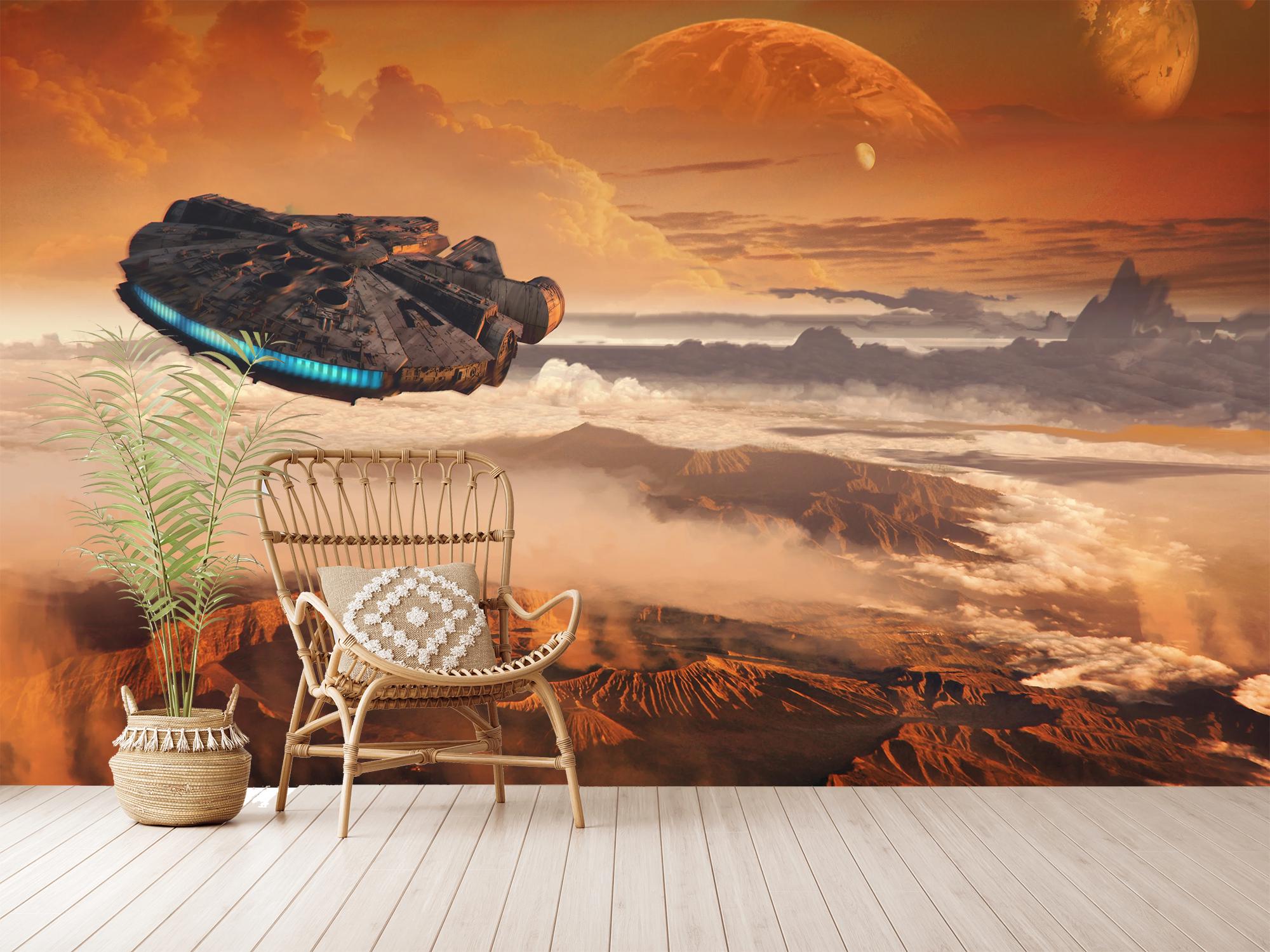 Star Wars Wallpaper, Millennium Falcon Wall Mural,self Adhesive, Peel ...