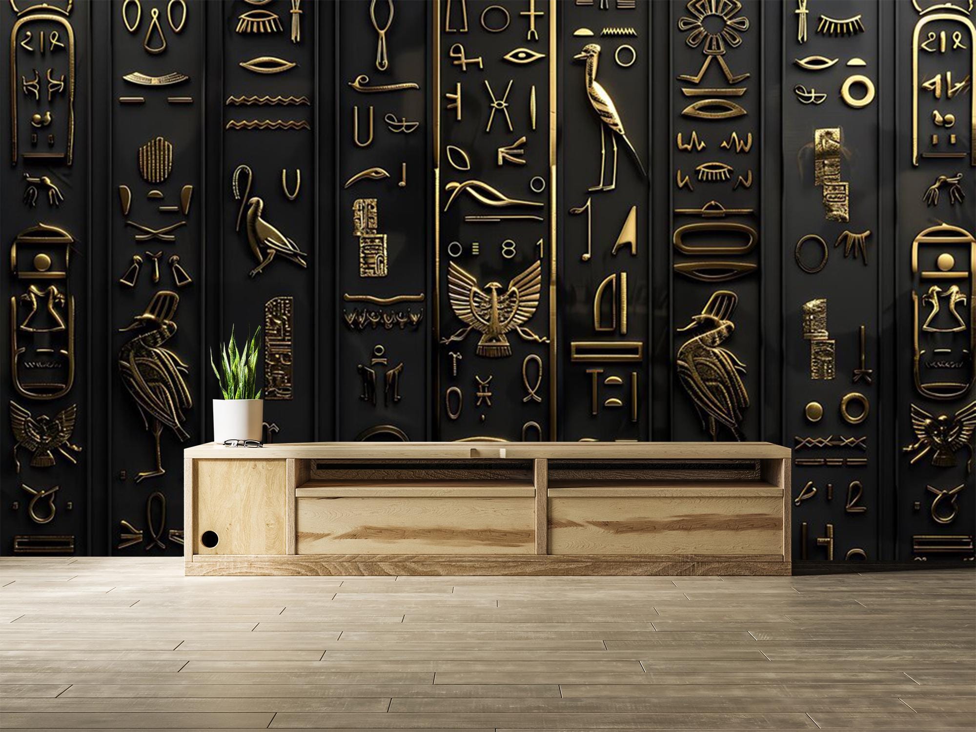 Egyptian Hieroglyphs Wallpaper Gold Ancient Egypt Wall Mural,ancient ...