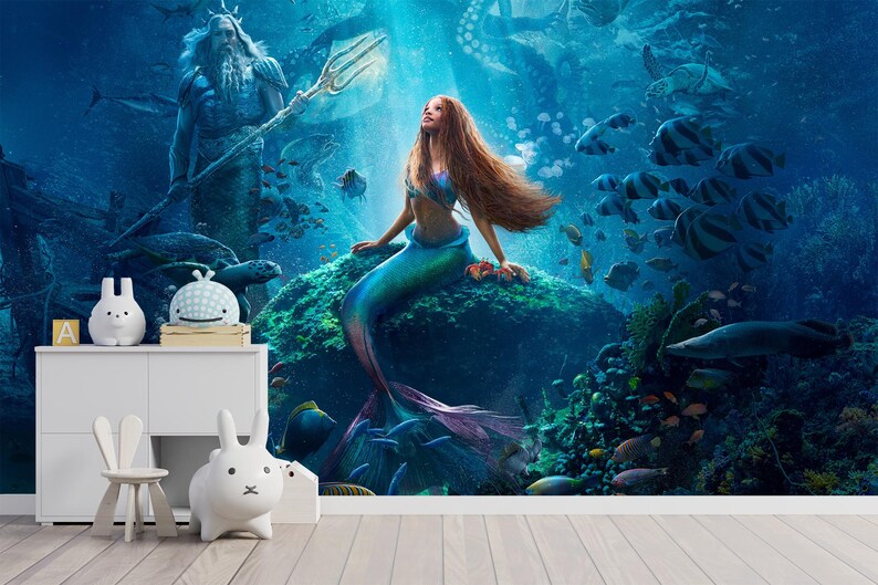 The Little Mermaid Wall Mural,ariel Wallpaper,nursery Decor,self ...