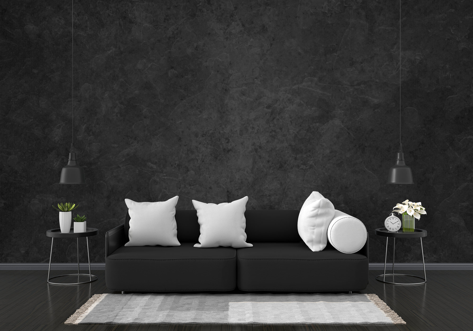 Plain Black Concrete Design Wallpaper, Wallpaper in Black Tones, Dark ...