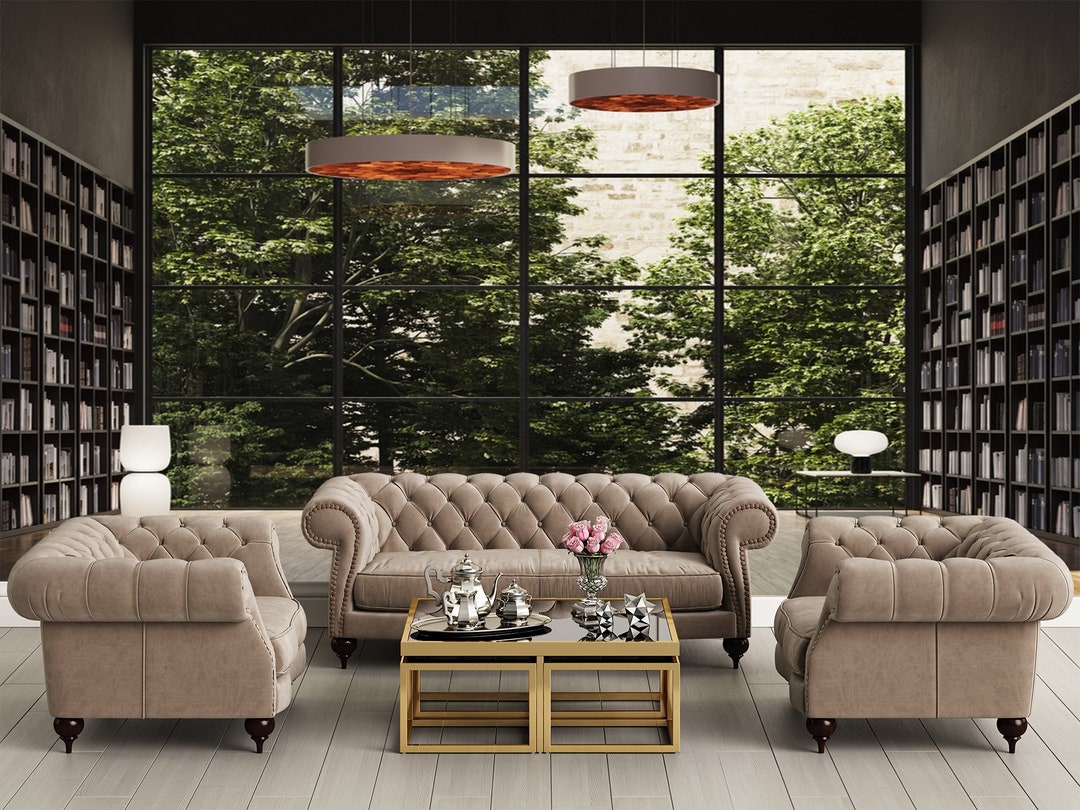 Ilustration 3d Library Wallpaper Large Space Wallpaper - Etsy