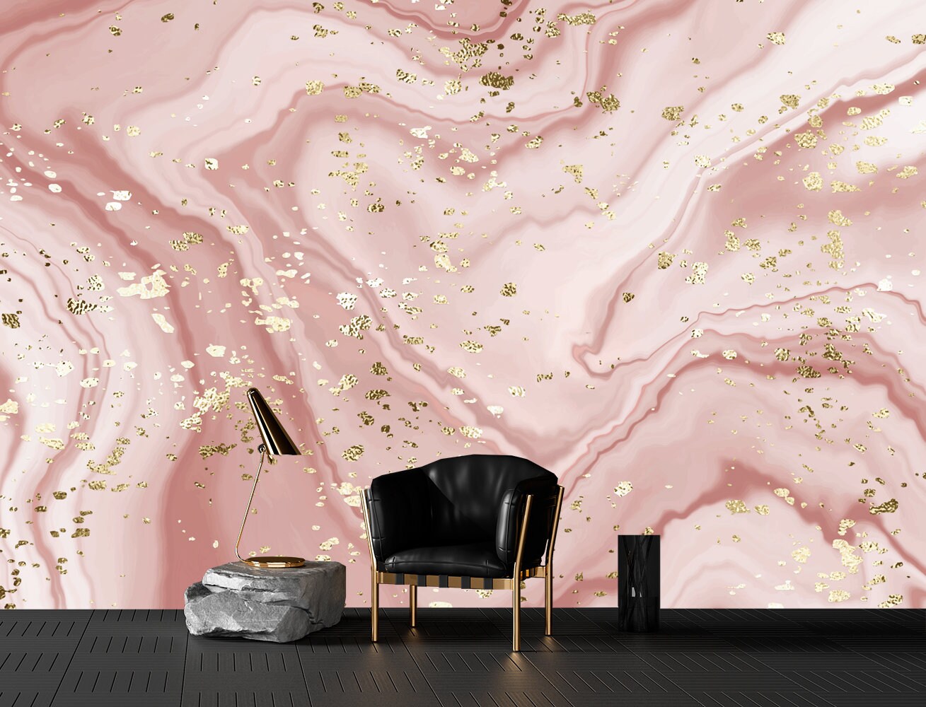 Pink Marble Peel and Stick Wallpaper, Pink Marble Wall Art Non-woven ...