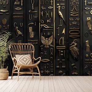 Egyptian Hieroglyphs Wallpaper Gold Ancient Egypt Wall Mural,ancient ...