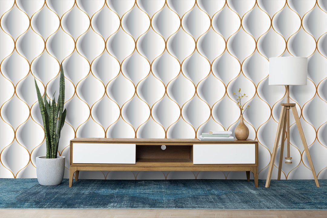 Gold Decorative Wallpaper,elegant Gold Design Wall Decor,white and Gold ...