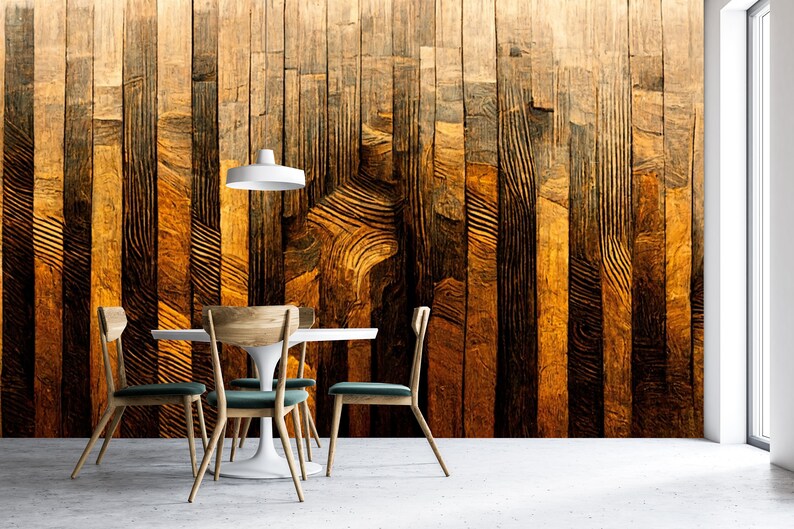 Wide Oak Panels Wallpaper, 3D Wood Panels Wall Art, Home Gift, Wood ...