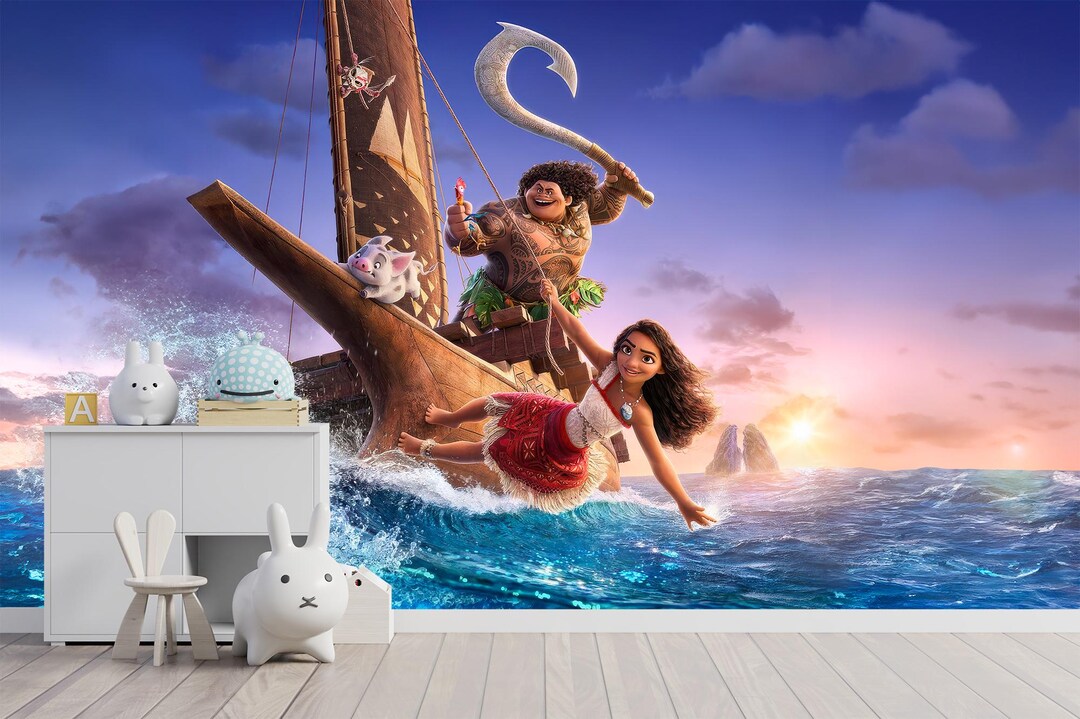 Moana Wall Mural,moana Wallpaper,moana Wall Decor,nursery Decor,self ...