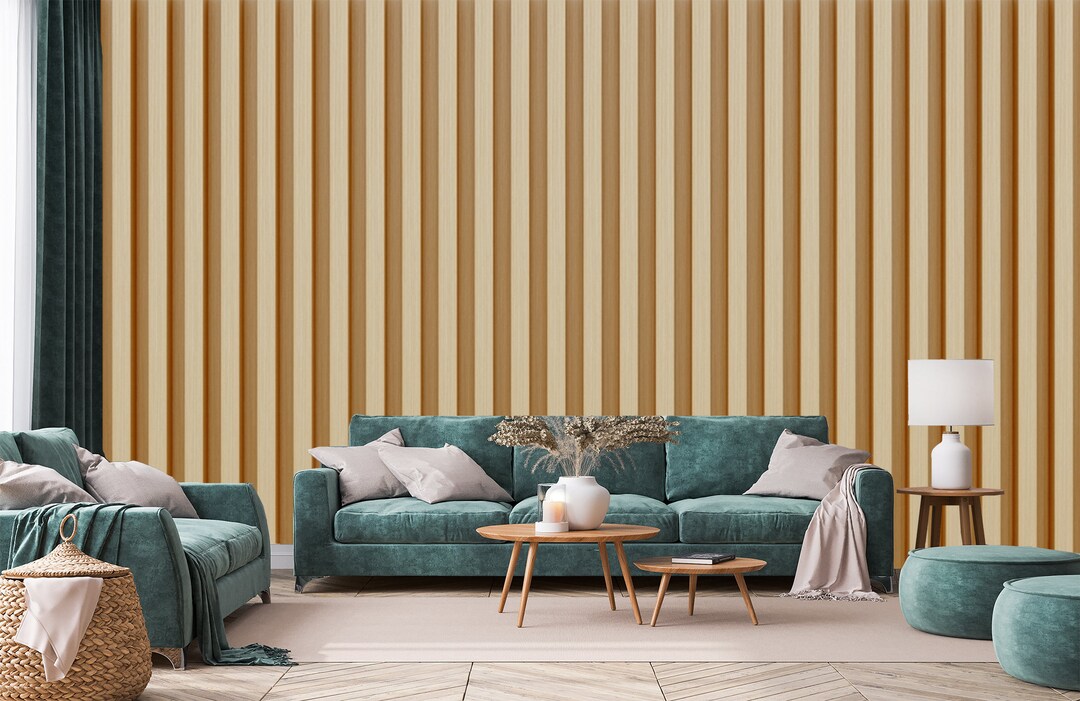 Vertical Oak Panels Wallpaper, 3D Wood Panels Wall Art, Wall Decoration ...