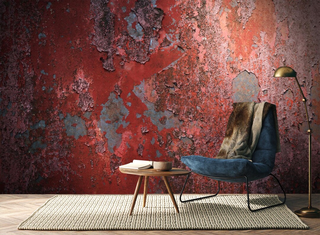 Red Rusty Vintage Look Wallpaper, Red Vintage Look Vintage Peel and ...