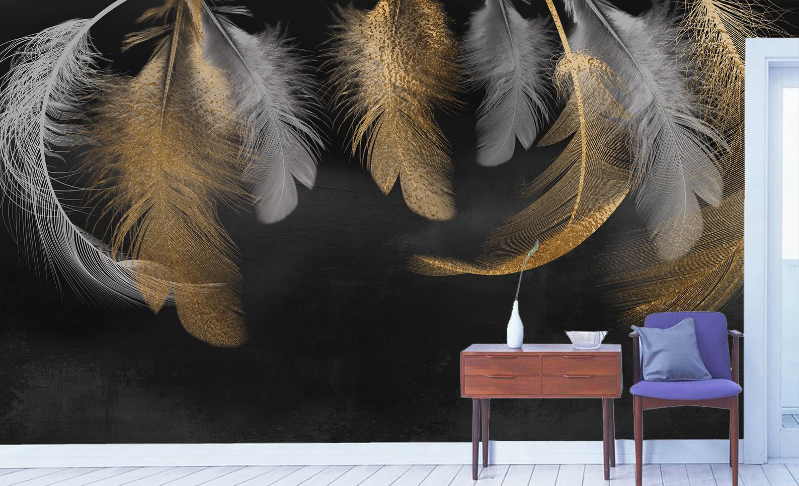 Feather Wallpaper Custom Mural 3D Home Decor Walls Painted - Etsy