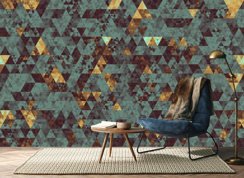 Mosaic Pattern Wallpaper, Colorful Tile Wall Design, Vintage Look Wall ...