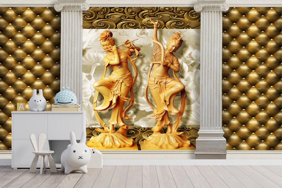 Ancient Column Wallpaper, Greek, Indian, Roman Living Room Wall Decor ...