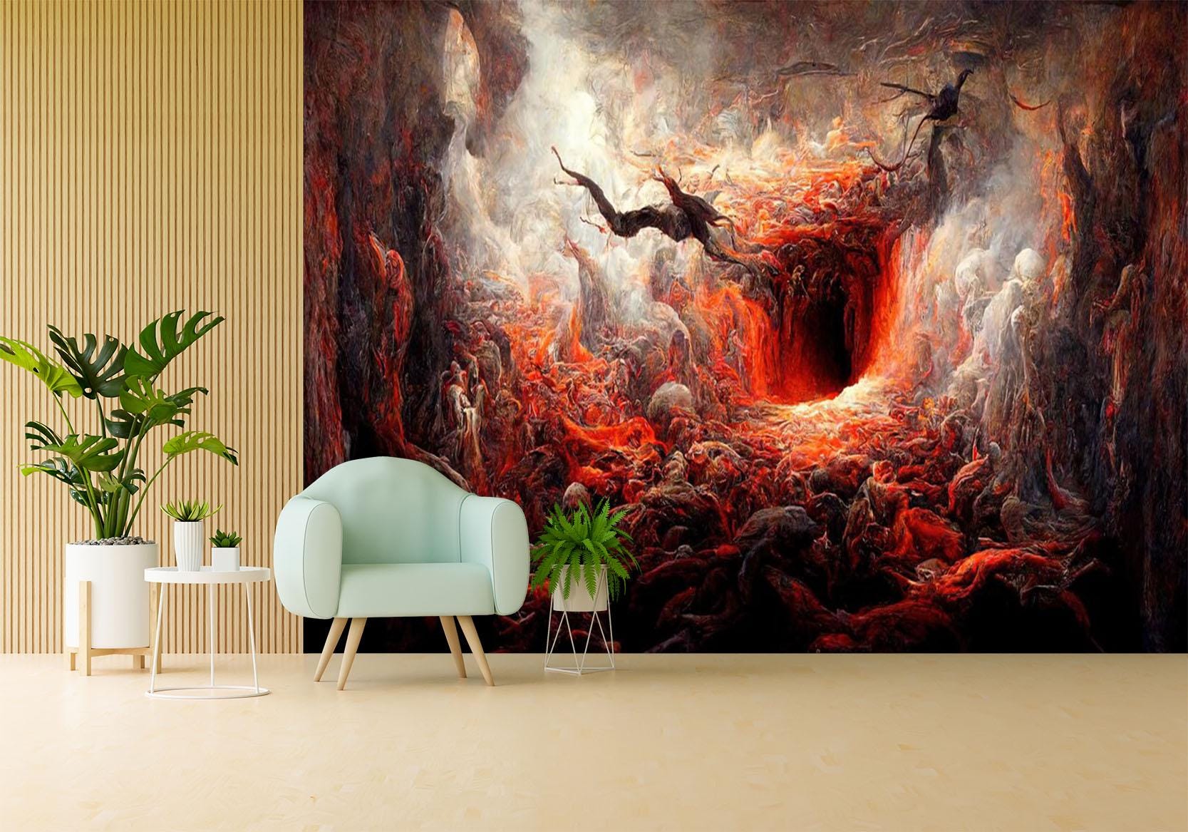 Hell Caves Wallpaper,hellfire Mural Design,souls Entering Hell,self ...