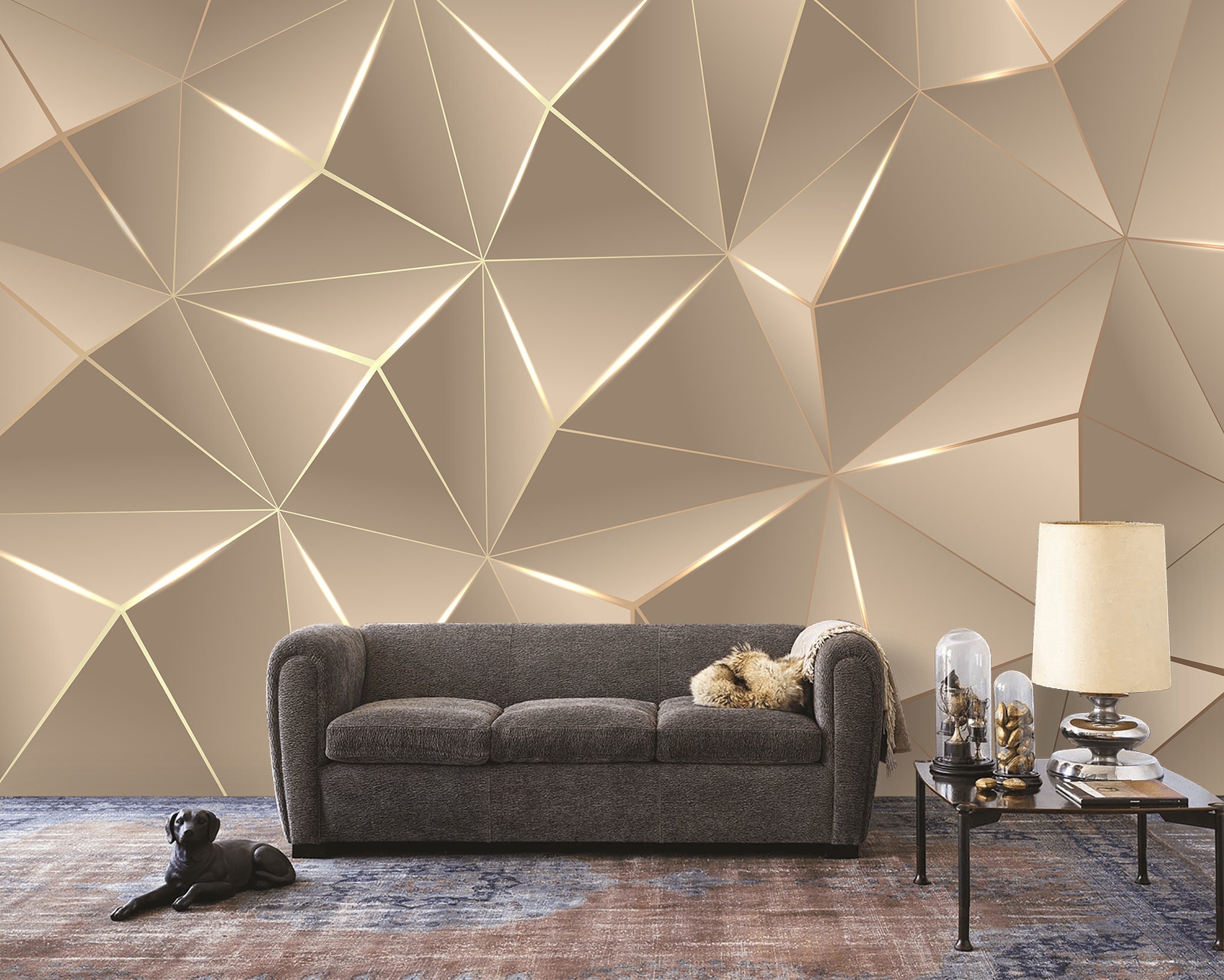 Polygon Wallpaper, Gold Polygon Wallpaper, Stylish Design With Gold ...