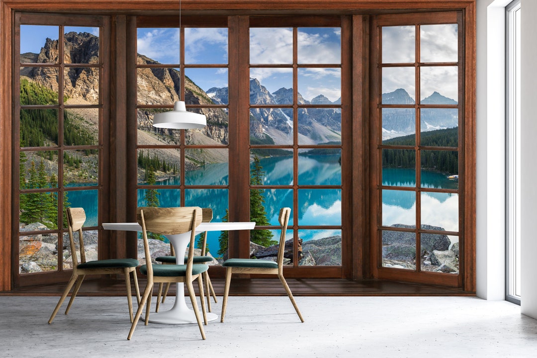 Nature View Fake Window Wallpaper,fake Window View Landscape Wall Decor ...