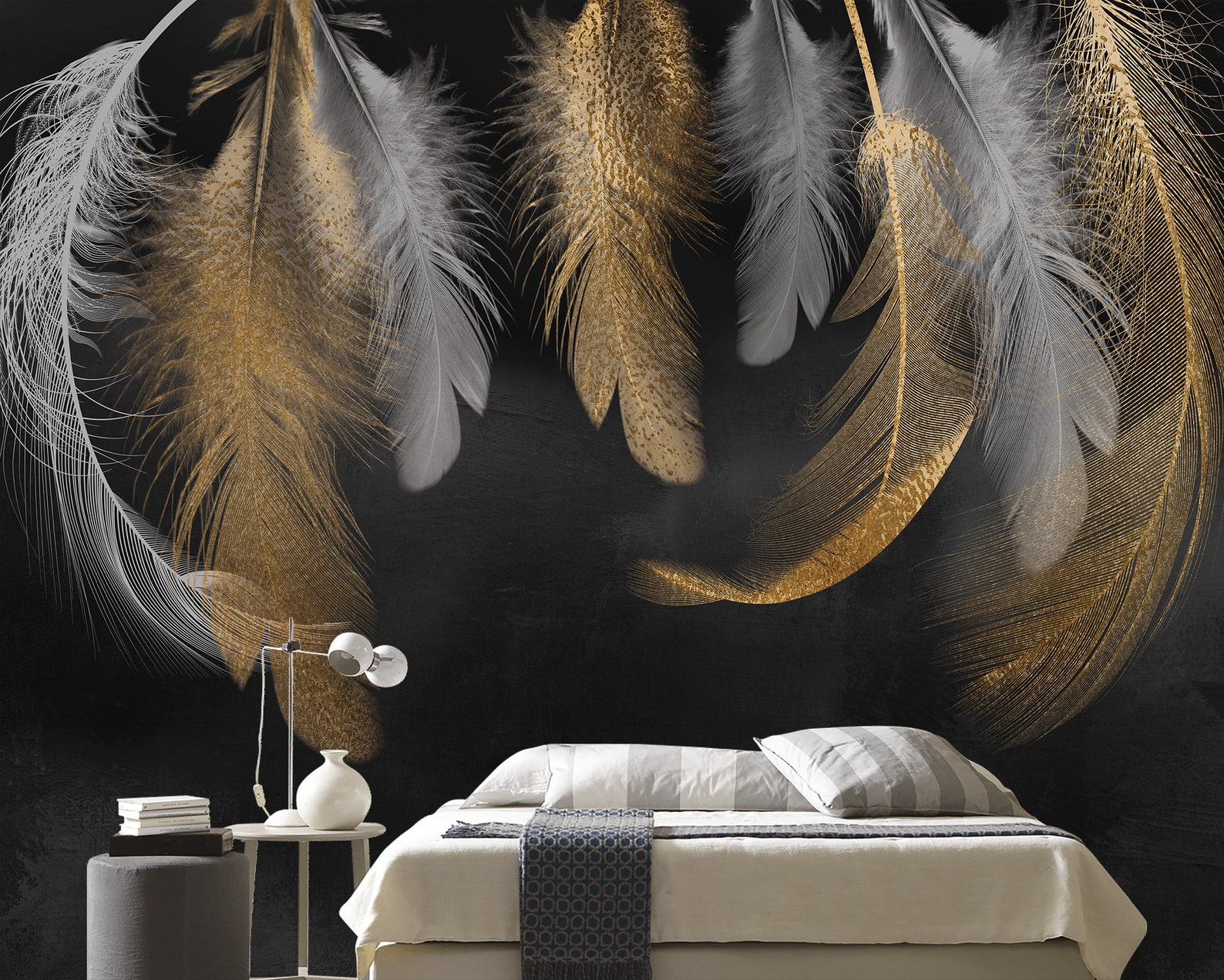 Feather Wallpaper Custom Mural 3D Home Decor Walls Painted - Etsy