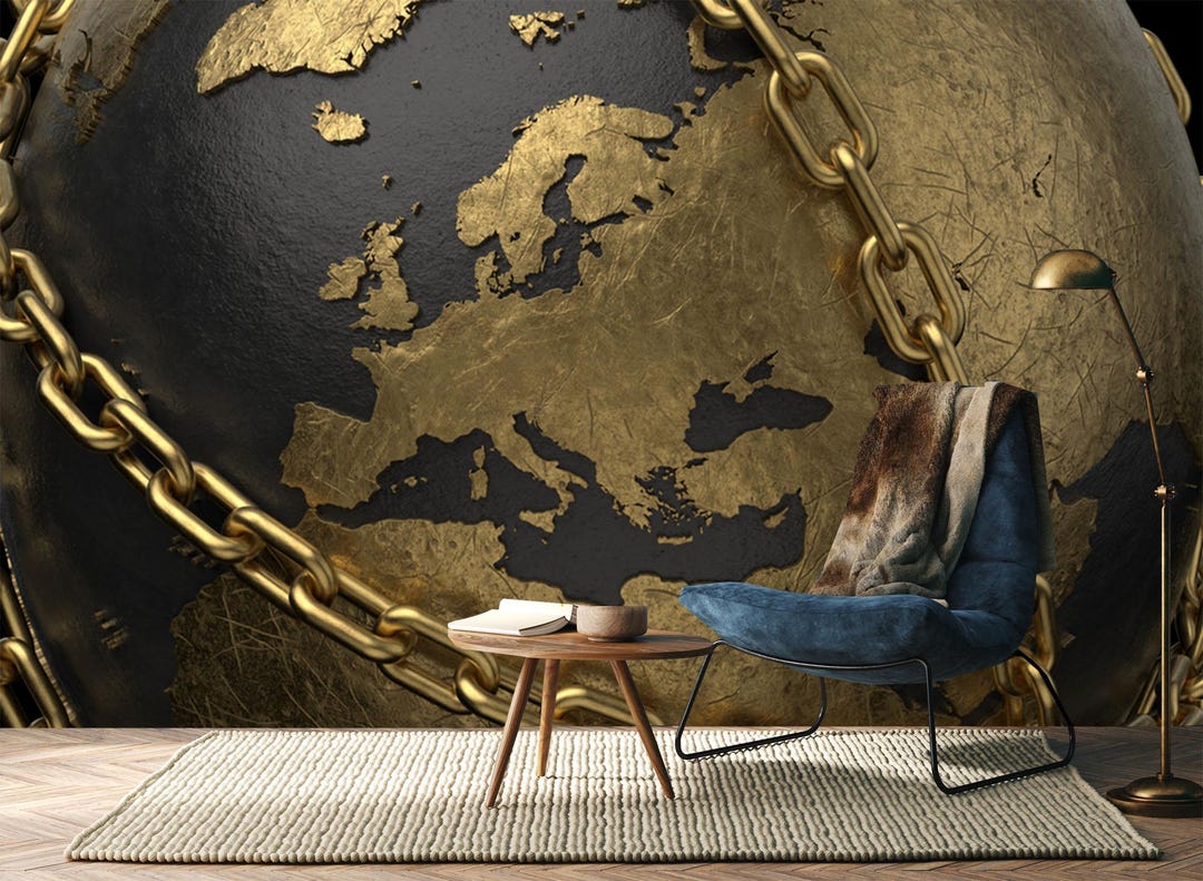Buy 3D Gold World Map Wallpaper,home Office World Map Self-adhesive ...