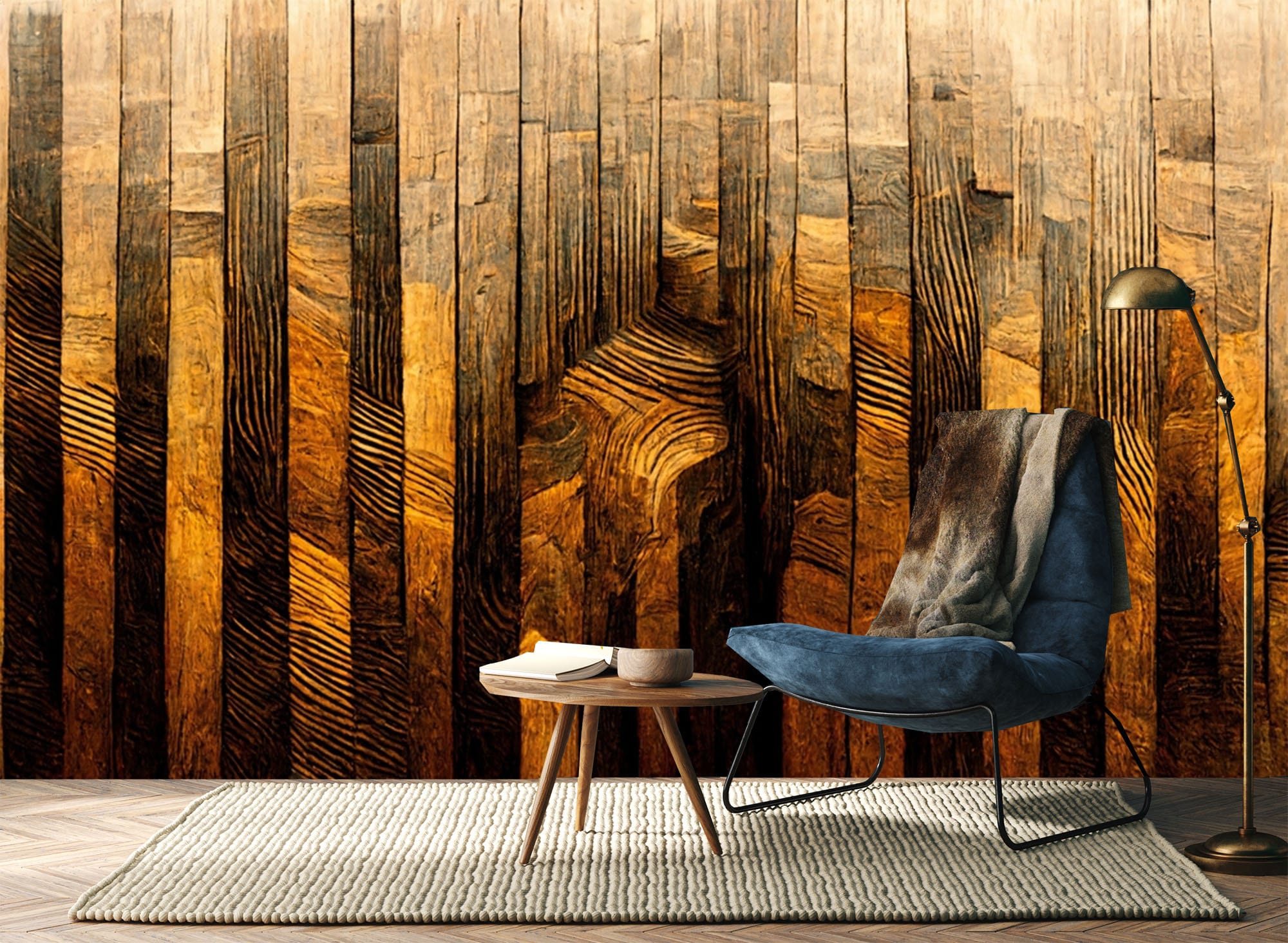 Wide Oak Panels Wallpaper, 3D Wood Panels Wall Art, Home Gift, Wood ...