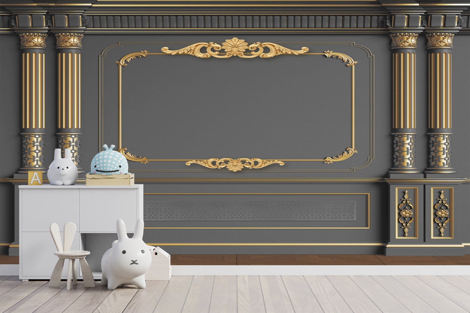 3D Look Column Wall Decor, Embossed Column Wallpaper, Three Different ...