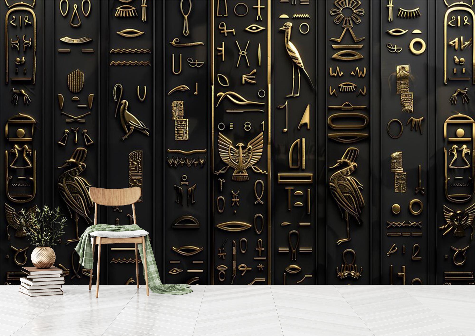 Egyptian Hieroglyphs Wallpaper Gold Ancient Egypt Wall Mural,ancient ...