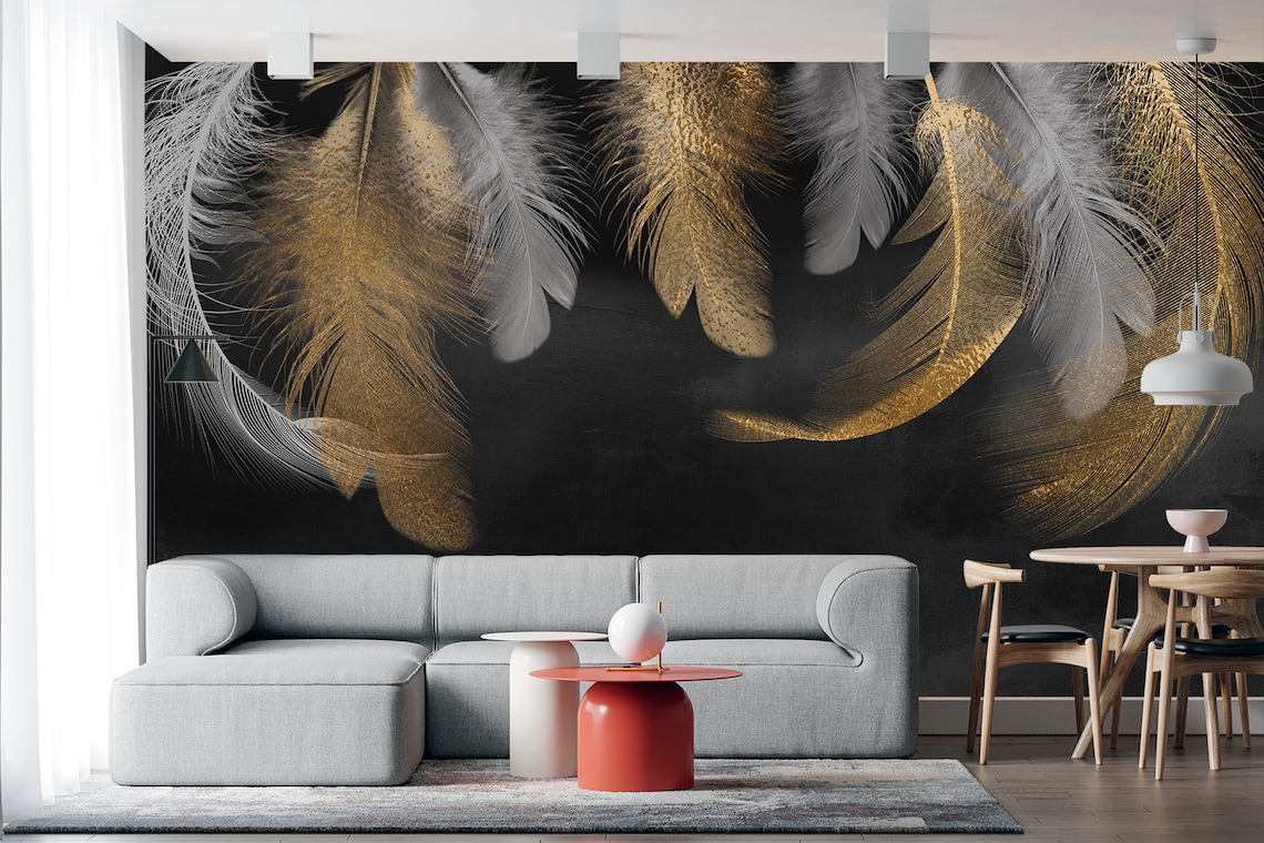 Feather Wallpaper Custom Mural 3D Home Decor Walls Painted - Etsy