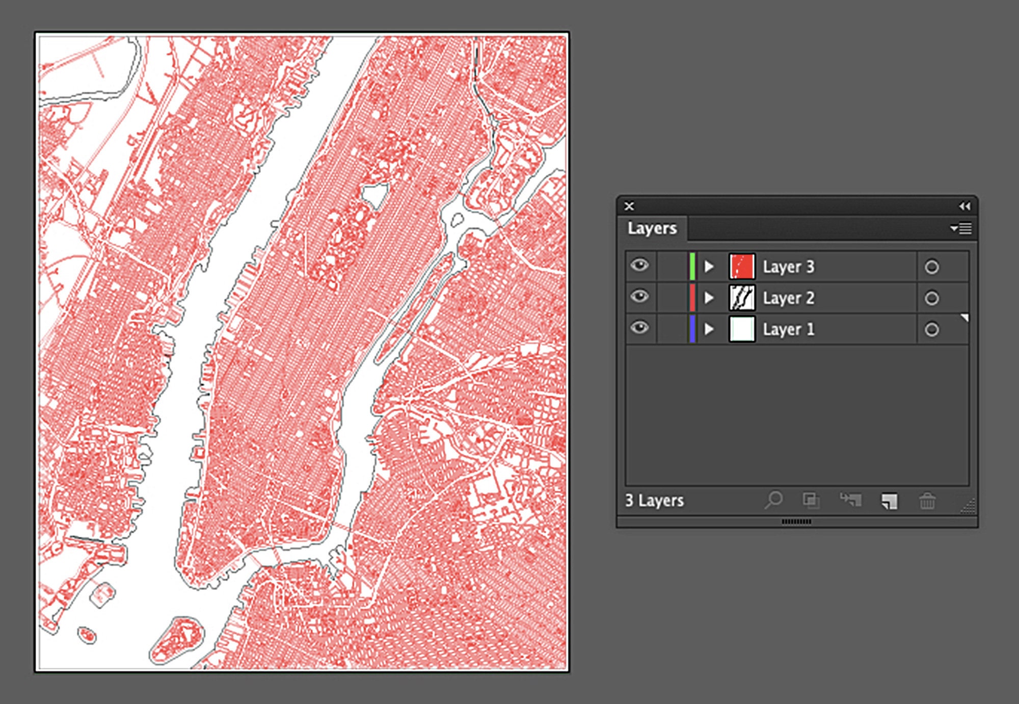 Digital Layered Map of Manhattan - Etsy