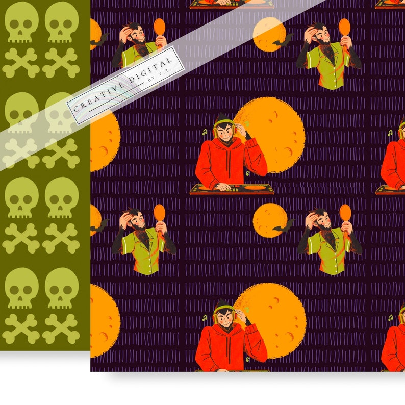 20 Happy Halloween Digital Paper, Hand Drawn Spooky Halloween ...