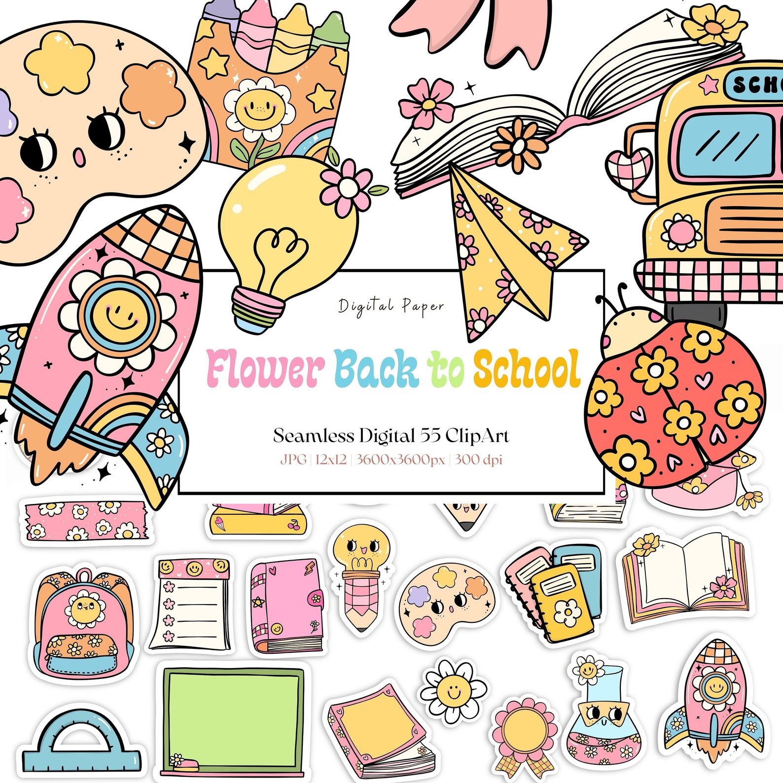 Flower Back to School Clipart, Teacher Clipart, School Graphics ...