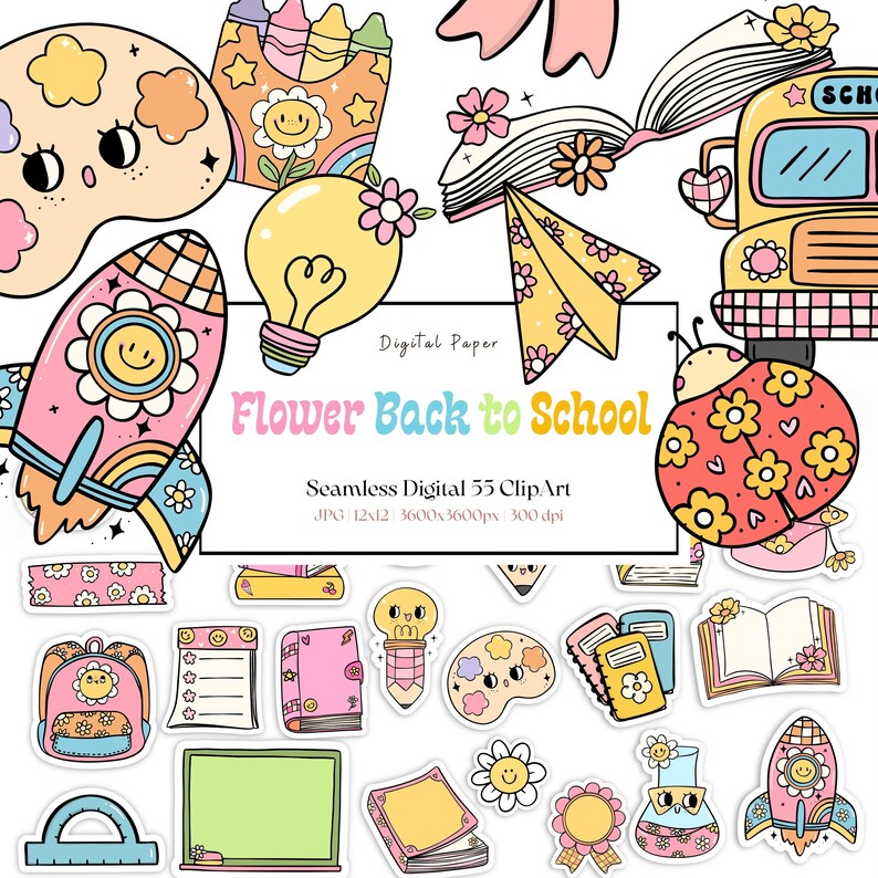 Flower Back to School Clipart, Teacher Clipart, School Graphics ...