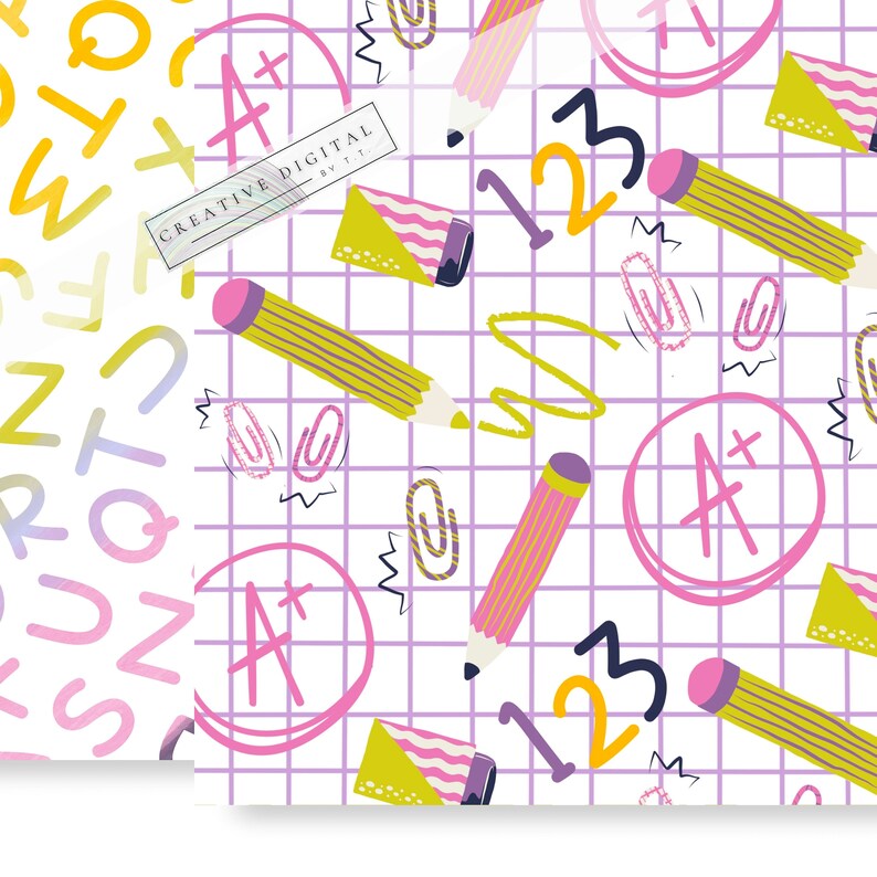 Back to School Digital Paper, Back to School Clipart, Teacher Graphics ...
