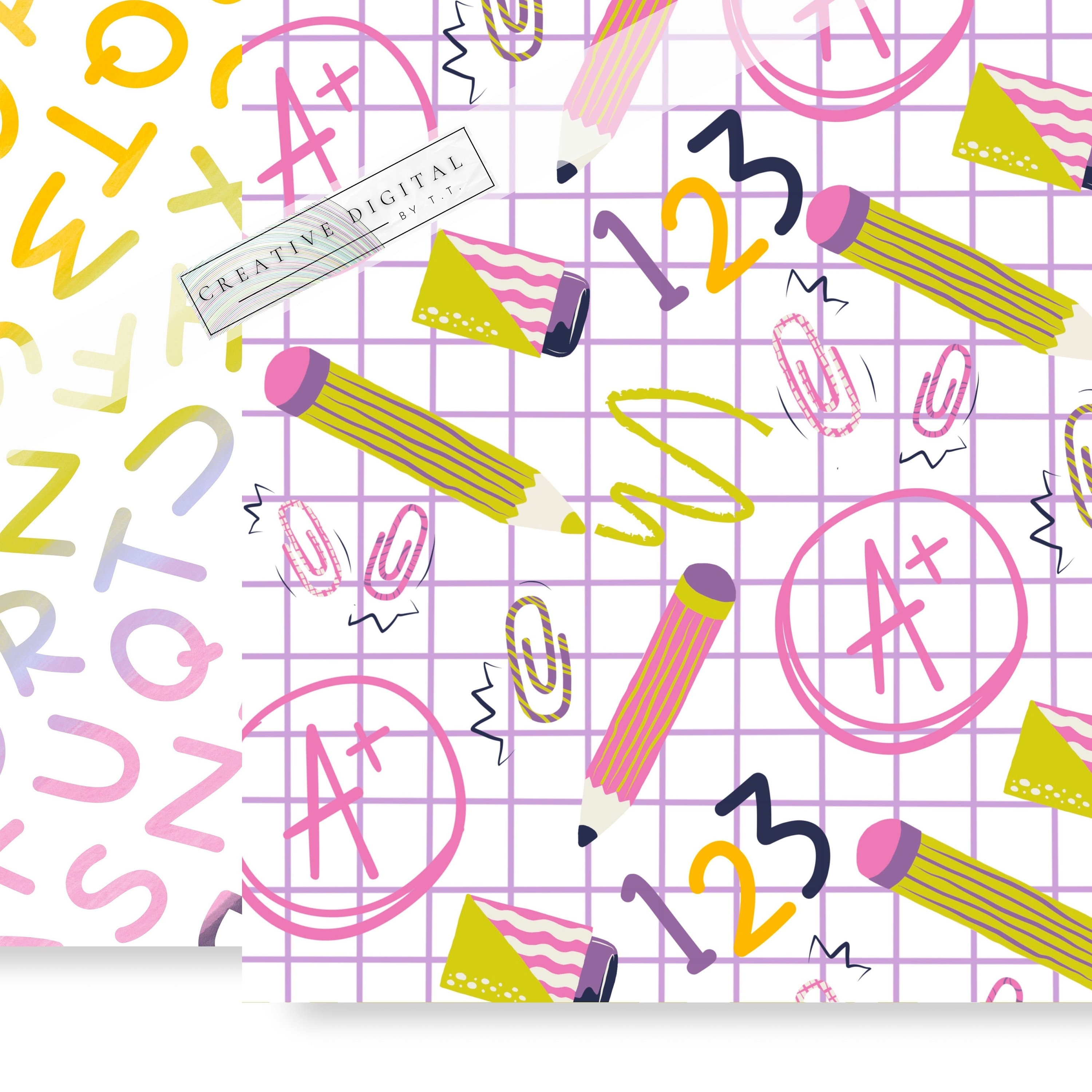 Back to School Digital Paper, Back to School Clipart, Teacher Graphics ...