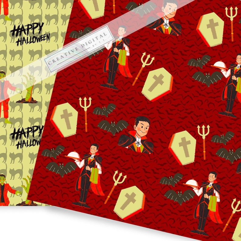 20 Happy Halloween Digital Paper, Hand Drawn Spooky Halloween ...